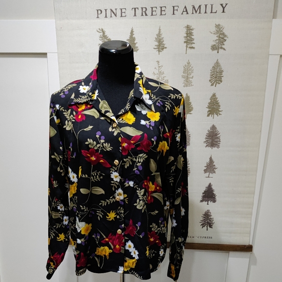 Vintage | Tops | Vintage Tradition Floral Print Blouse Large | Poshmark